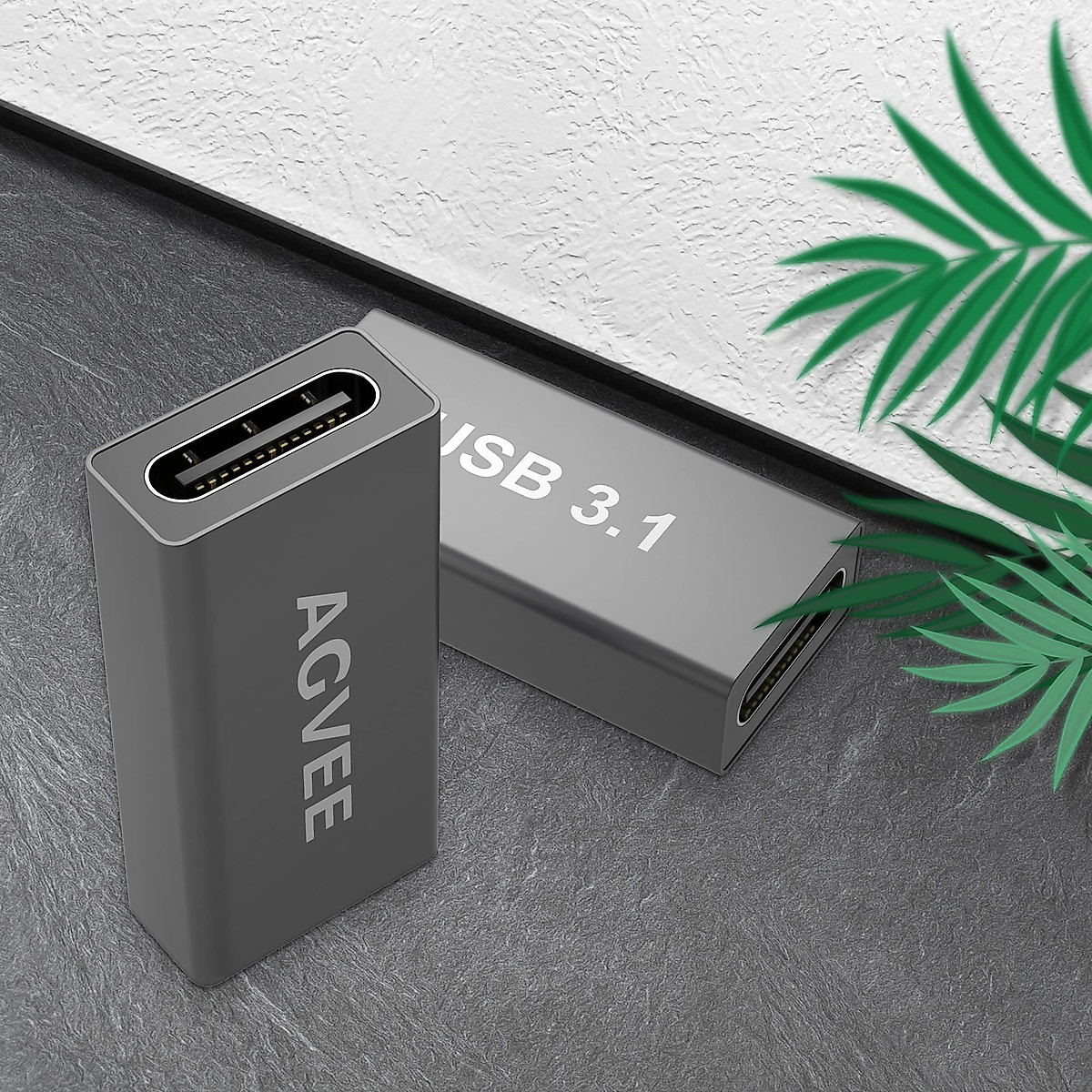 AGVEE [4 Pack USB-A 3.0 Female to USB-C Female Adapter, USB Type-C 3.1 Gen-1 Converter Coupler Extension Extender for MacBook Pro/Air, iPad Pro 2020 2018 Air 4, Samsung S20 S10 Note 20 10, Gray