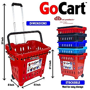 dbest products GoCart, Red Grocery Cart Shopping Laundry Basket on Wheels