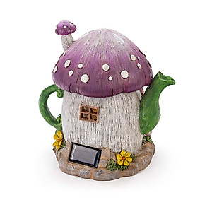 VP Home Mushroom Teapot Solar Light for Home and Outdoor Decor, Mushroom Solar Powered Flickering LED Garden Light, Solar Powered Teapot Backyard Party Decoration Light, Fairy Garden House