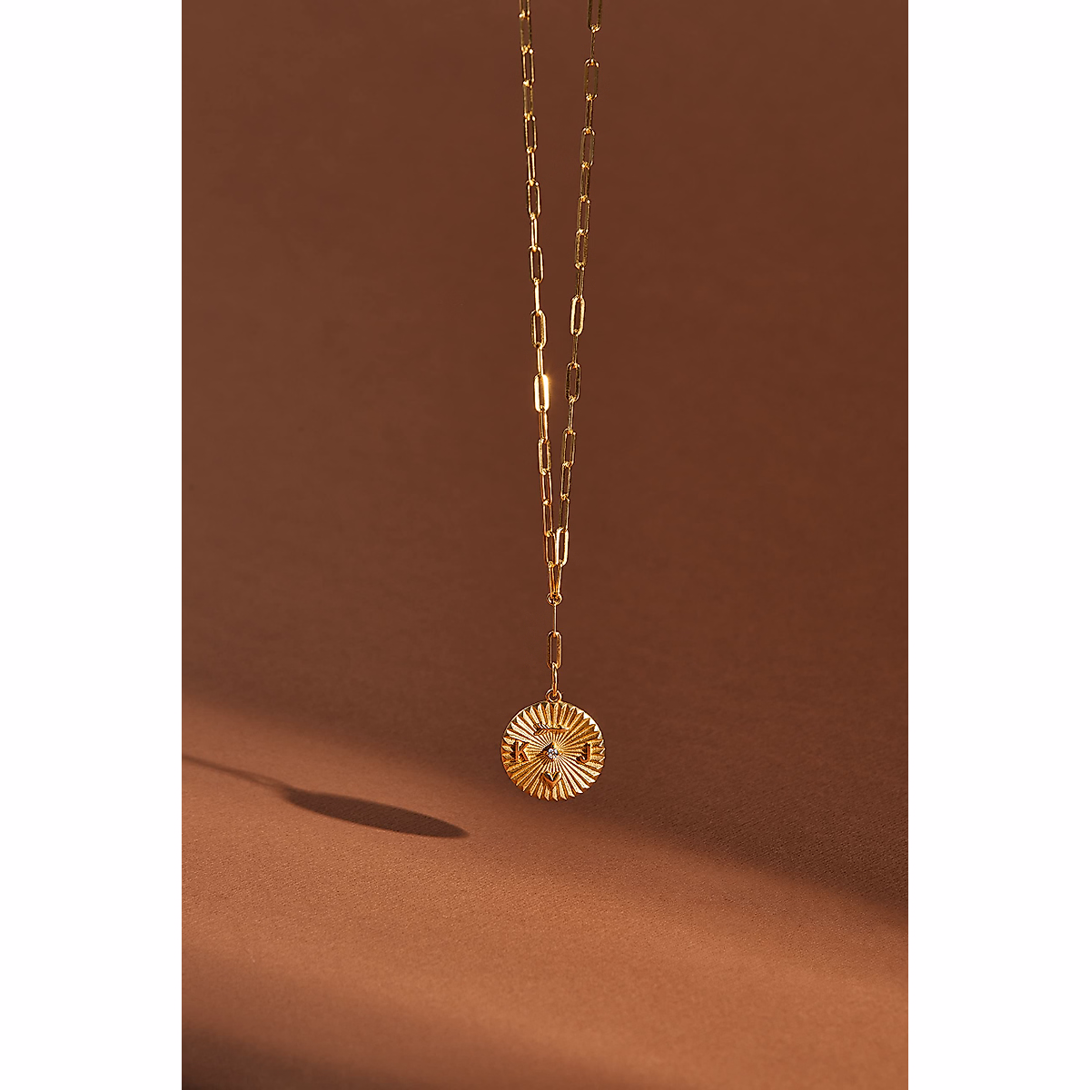 Oak & Luna - Personalized Tyra Medallion Collection with Diamond Option - Designer Gift for Her, Women, Wife - Luxury Jewelry for Mother's Day, Christmas, Anniversary (Initial Medallion - Gold Vermeil, With Diamond)