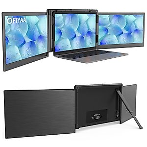 Fagomfer Triple Portable Monitor for Laptop, P2 Pro 13.3" Laptop Screen Extender, Dual Display Full 1080p HD IPS, Support M1 MacBook, for 13.3''-16.5'' Notebook Computer Mac Windows/Android