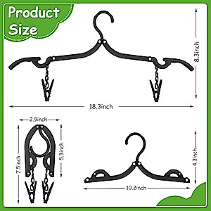Folding Travel Hangers Foldable with Clips Folding Clothes Hangers Portable Foldable Hangers Collapsible Coat Hanger Travel Drying Rack for Clothes (Black, 12 Pieces)
