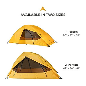 TETON Sports Vista 1 Quick Tent; 1 Person Dome Camping Tent; Easy Instant Setup, Yellow, 80"" x 37"" x 34""" (2001YL)