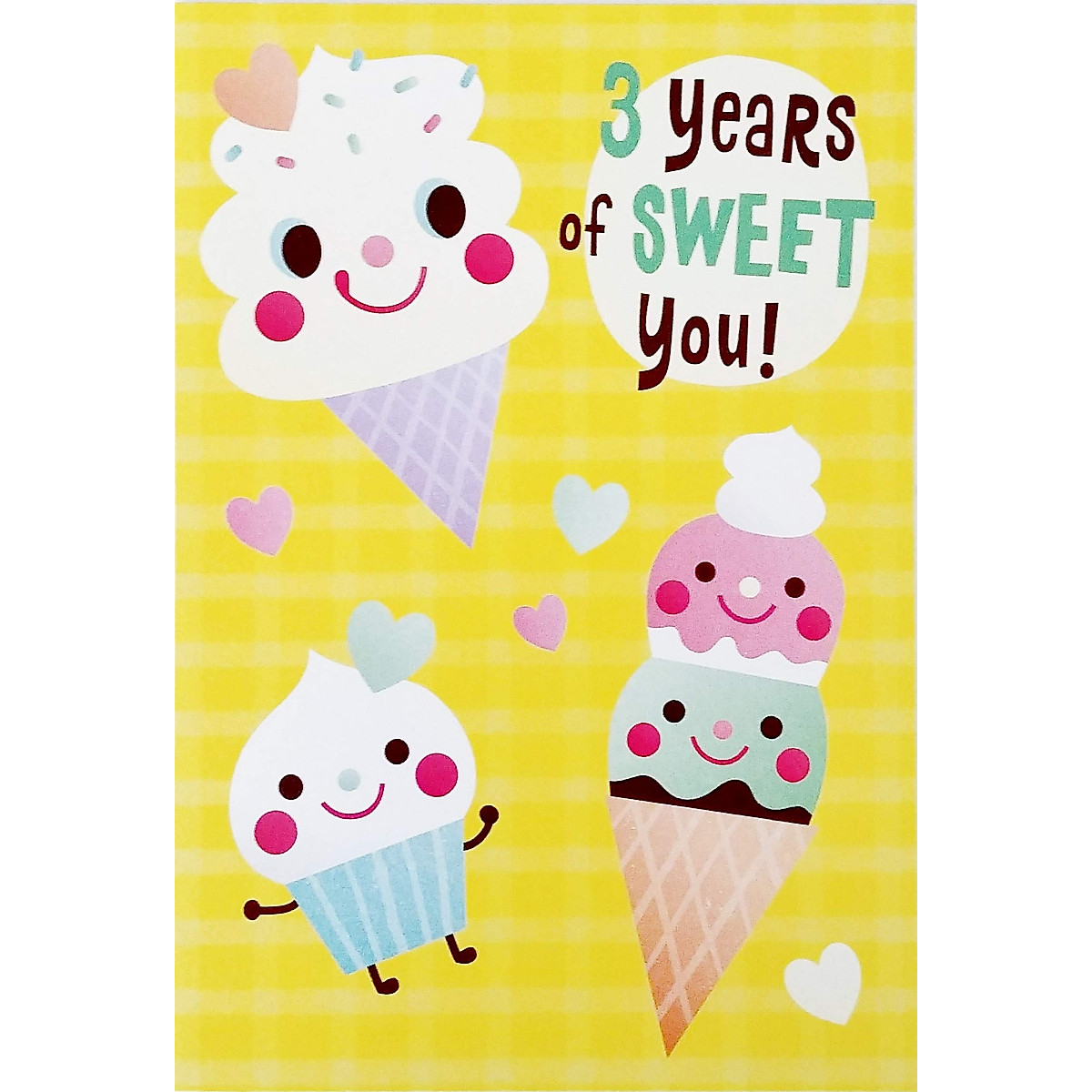 Happy 3rd Birthday Greeting Card with Ice Cream Design - 3 Years of Sweet You - Extra Special and Extra Nice Just Like You