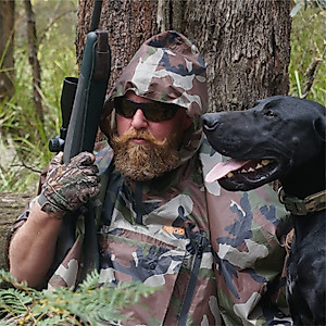 Rain Poncho for Men with Carry Pack - Waterproof Camo Ponchos for Adults with Hood, Extended Back, Adjustable Ventilation