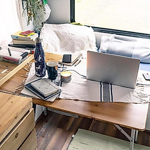 KingCamp Bamboo Folding Table Portable Camping Table Adjustable Height Camp Table 2-Folds for Travel, Picnic, Beach, Outdoor and Indoor, 4-6 People