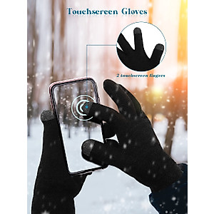 KUTTOR 3 Pairs Women's Winter Knit Plush Gloves Touch Screen Gloves Thermal Cable Knit Wool Fleece Lined Touchscreen Mittens