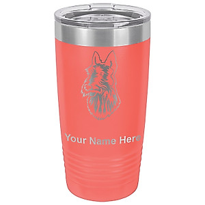 LaserGram 20oz Vacuum Insulated Tumbler Mug, Scottish Terrier, Personalized Engraving Included (Coral)