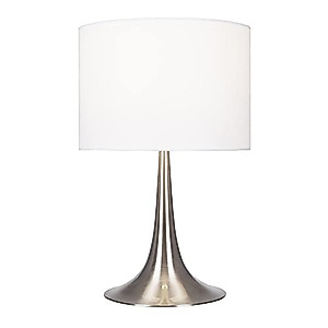 Catalina 23105-000 Modern Fluted Metal Base Table Lamp with White Shade, 19", Brushed Nickel