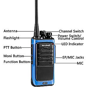 Arcshell Rechargeable Long Range Two-Way Radios with Earpiece 2 Pack Walkie Talkies Li-ion Battery and Charger Included