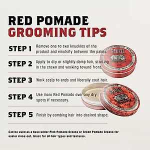 REUZEL Red Pomade, High Sheen, Water Soluble, 4 oz.