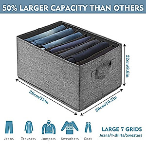 Mayniu Wardrobe Clothes Organizer for Folded Clothes, Closet Organizers and Storage with 7 Large Grids for Jeans, Sweater, Pants, T-shirt, Thin Coat, Dress, Foldable and Stackable (2 Pack)