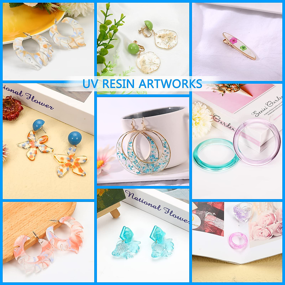 UV Resin 300g - Upgraded UV Resin Kit, Hard Type Crystal Clear Ultraviolet Curing UV Epoxy Resin for Craft Jewelry Making