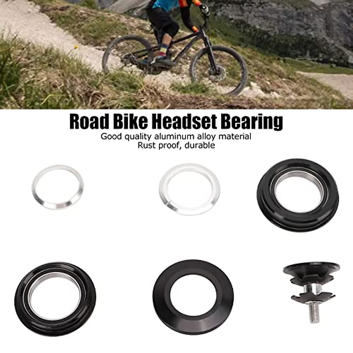 Shanrya Mountain Road Bike Headset Bearing, Easy to Headset Bearing Bowl Group Unobstructed 4449.7mm Anodized Coloring