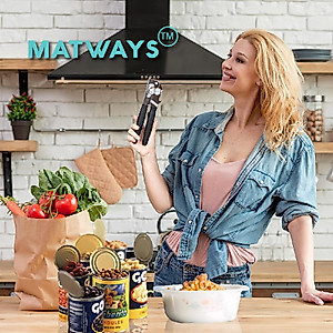 Matways Heavy Duty Commercial Hand Can Opener, Easy Crank Can Opener with Extra Long ergonomic Handle, Stainless Steel Sharp Blade, Large Size Manual Can Opener with Black Comfortable Handle Grip
