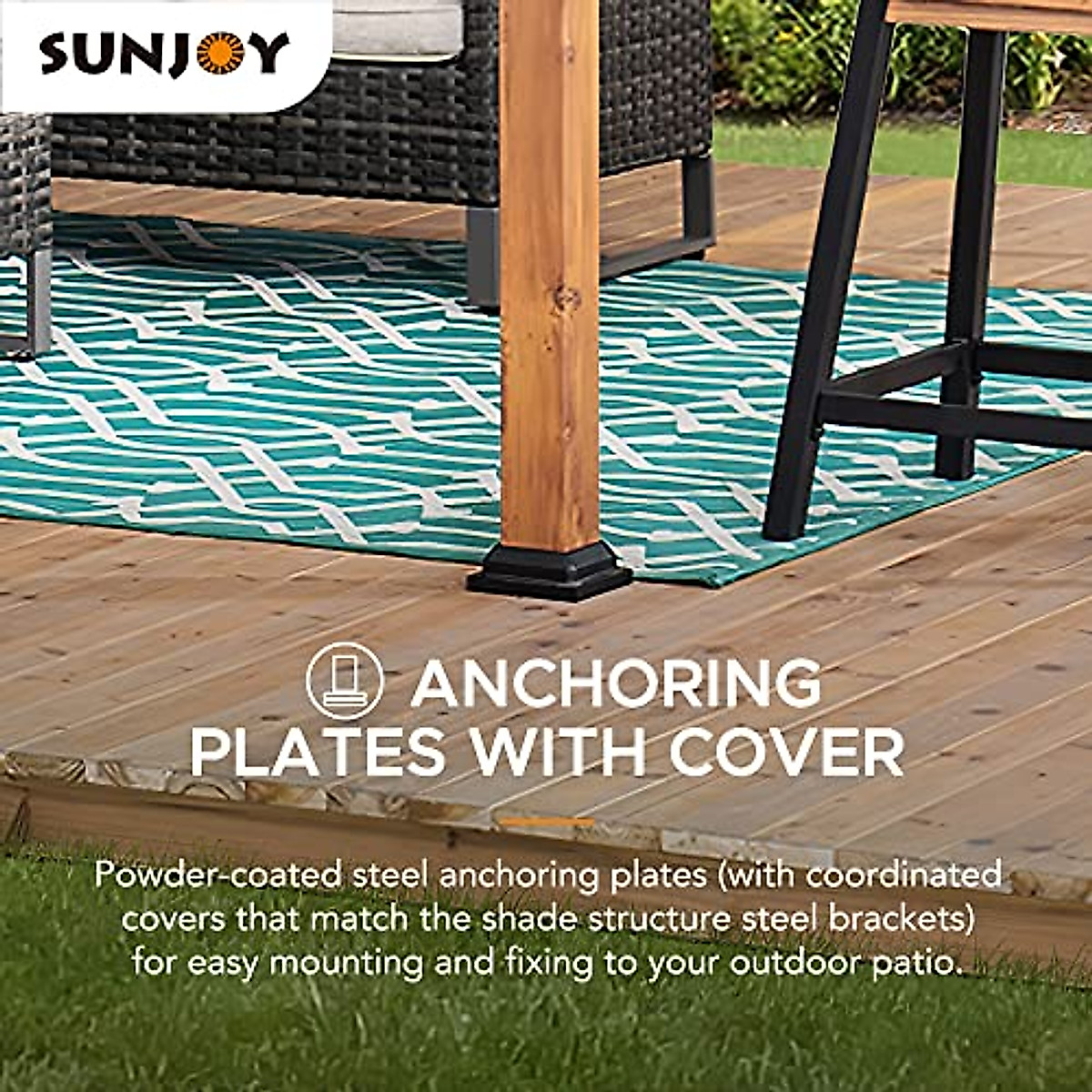 Sunjoy Outdoor Pergola 8.5 x 13 ft. Steel Arched Pergola with Tan Weather-Resistant Fabric Canopy for Patio, Backyard, Garden Activities