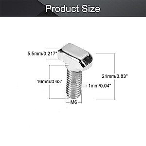 MroMax M6-1x16mm T Slot Bolts Carbon Steel Drop-in Stud Sliding Screw Bolt Metric Hammer Head Bolt for European Standard 30 Series Aluminum Extrusions Silver 10Pcs