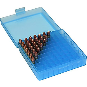MTM P-100-22-24 22-Long Rifle 100 Round Flip-Top Ammo Box Clear Blue, Small