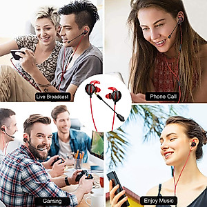 KAHEAUM Gaming Headset with Microphone Wired Gaming Earbuds PC for PS4 PS5 Xbox One PlayStation 5 Games Mobile Phone,Detachable Stereo Bass Earphones Noise Cancelling Gaming Headphones with Mic Black