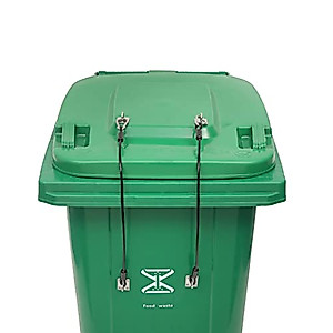 (2-Pack) Garbage Can Lock, Trash Can Lock Kit with Nylon Coated Wire Ropes, Stainless Steel Hasps, Mounting Hardware, Bonus Self-Tapping Screws