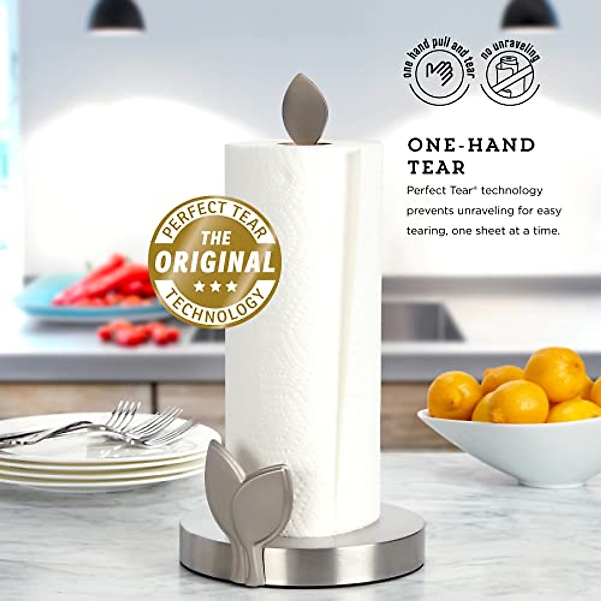 Kamenstein Perfect Tear Paper Towel Holder, 7.39 x 7.17 x 14.13-Inch, Stainless Steel