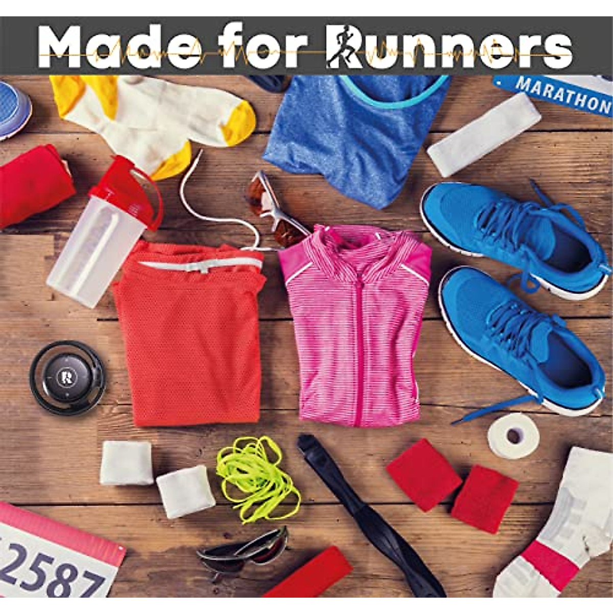 Running Headphones Designed by Runners - Wireless Bluetooth V5.0 Neckband Earphones for Sport Exercise Jogging Gym Workout Marathon Headphones for Running