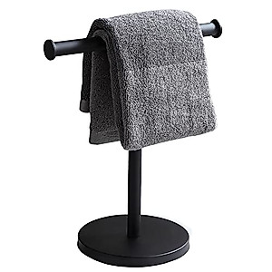 Orlif Towel Rack T-Shape Hand Towel Holder Stand Total Height 13" SUS304 Stainless Steel Towel Bar for Bathroom，Kitchen or Vanity Countertop（Black）