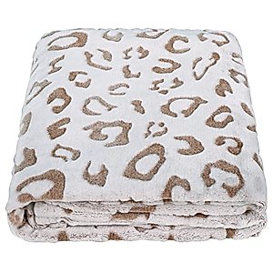 SOCHOW Flannel Fleece Leopard Print Throw Blanket, Lightweight Super Soft Cozy Plush Blanket, 50 × 60 Inches Brown Leopard