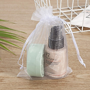 MAZYPO 100pcs White Organza Bags 2x3 inch Sheer Drawstring Gift Bags Jewelry Pouches Wedding Party Christmas Favor Gift Bags, Little Mesh Gift Pouches Mini Candy Bags for Small Presents Earrings