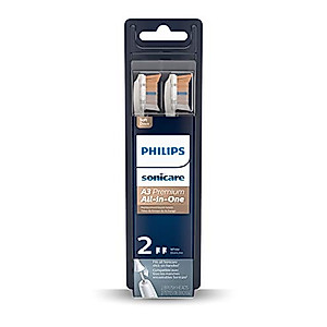 Philips Sonicare Genuine A3 Premium All-in-One Replacement Toothbrush Heads, 2 Brush Heads, White, HX9092/65
