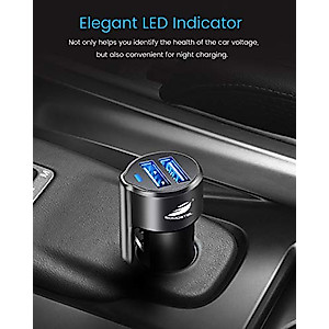 Dual USB Car Charger, SOMOSTEL 3-in-1 Emergency Safety Escape Tool Window Breaker Seat Belt Cutter Compatible for iPhone 11 Pro/Max/X/XR,Samsung Galaxy S10 S9 S8 Plus Note 9,LG,Moto,iPad,Google Pixel