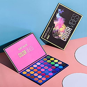 Eyeshadow Palette, Matte and Shimmer Make Up Eyeshadow Makeup Palette,Pigmented Eye Makeup Metallic Natural Eye Shadows Pallet Cosmetics Long Last Waterproof (ColorVibes Palette-40 Colors)