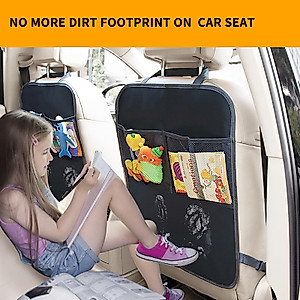 Kick Mats with Organizer - 2 Pack Backseat Protector Seat Covers for Your Car, SUV, Minivan or Truck Seats - Vehicle Back Seat Kids Safety Accessories - Universal Fit Automotive Interior Protectors
