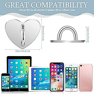 12 Pcs Cell Phone Charm Hook Finger Rings Adhesive Phone Finger Grip Loop Stand Metal Phone Charm Rings Sticky Heart Ring Phone Holder Heart Phone Ring for Cell Phone Tablet DIY Accessories, 3 Colors