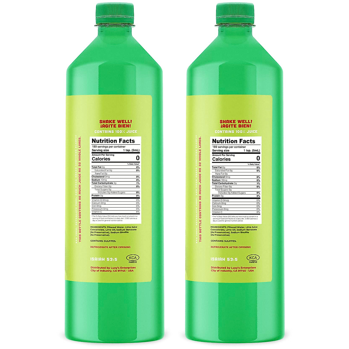 Lucy’s Family Owned - 100% Lime Juice, 32 oz. Bottle (Pack of 2)