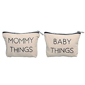 Pearhead Mommy and Baby Canvas Pouch Set, Gift For New Moms, Matching Travel Cases for New Mothers and Expecting Moms, Minimalist Cosmetic and Accessory Bag, Set of 2