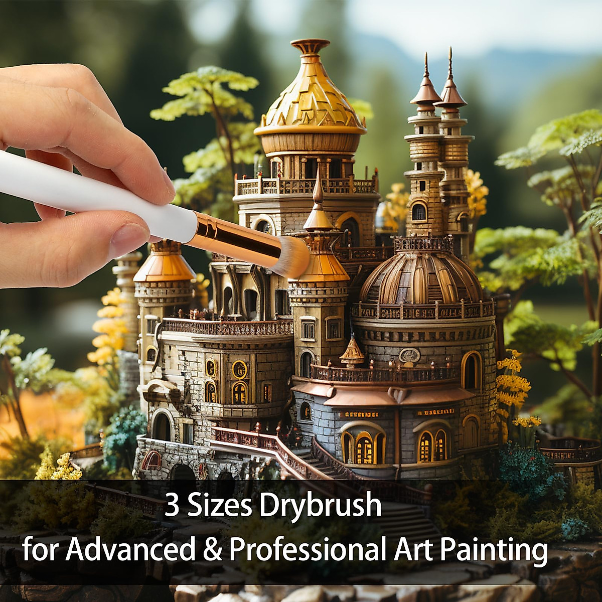 UNIMEIX Dry Brush Miniature Painting Drybrush Detail Paint Brush Set Hobby Detail Blending Brushes for Effortless Miniature Painting, Scale Model Painting (8 Pack)