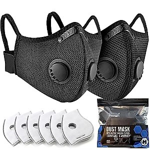 BASE CAMP Silver and Black Upgrade M Plus Dust Mask, Reusable Respirator Mask with with 6 Activated Carbon Filters, Safety Work Masks for Woodwork Construction Yard Lawn Spray Paint Drywall Resin