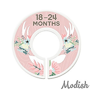 Modish Labels Baby Clothes Size Dividers, Baby Closet Organizers, Size Dividers, Baby Closet Organizers, Closet Dividers, Clothes Organizer, Girl, Woodland, Deer, Boho, Floral Antlers, Flowers (Baby)
