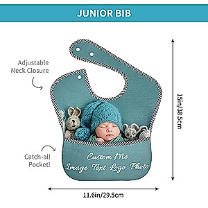 Zoczos Personalized Baby Bib Custom Your Image Text Design Newborn Bib Gift for Unisex 6-24 Months