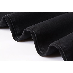 ZLZ Black Ripped Biker Jeans for Men Slim Fit, Men's Comfy Stretch Distressed Biker Jeans Pants Rock, Designer Jeans, Size 38