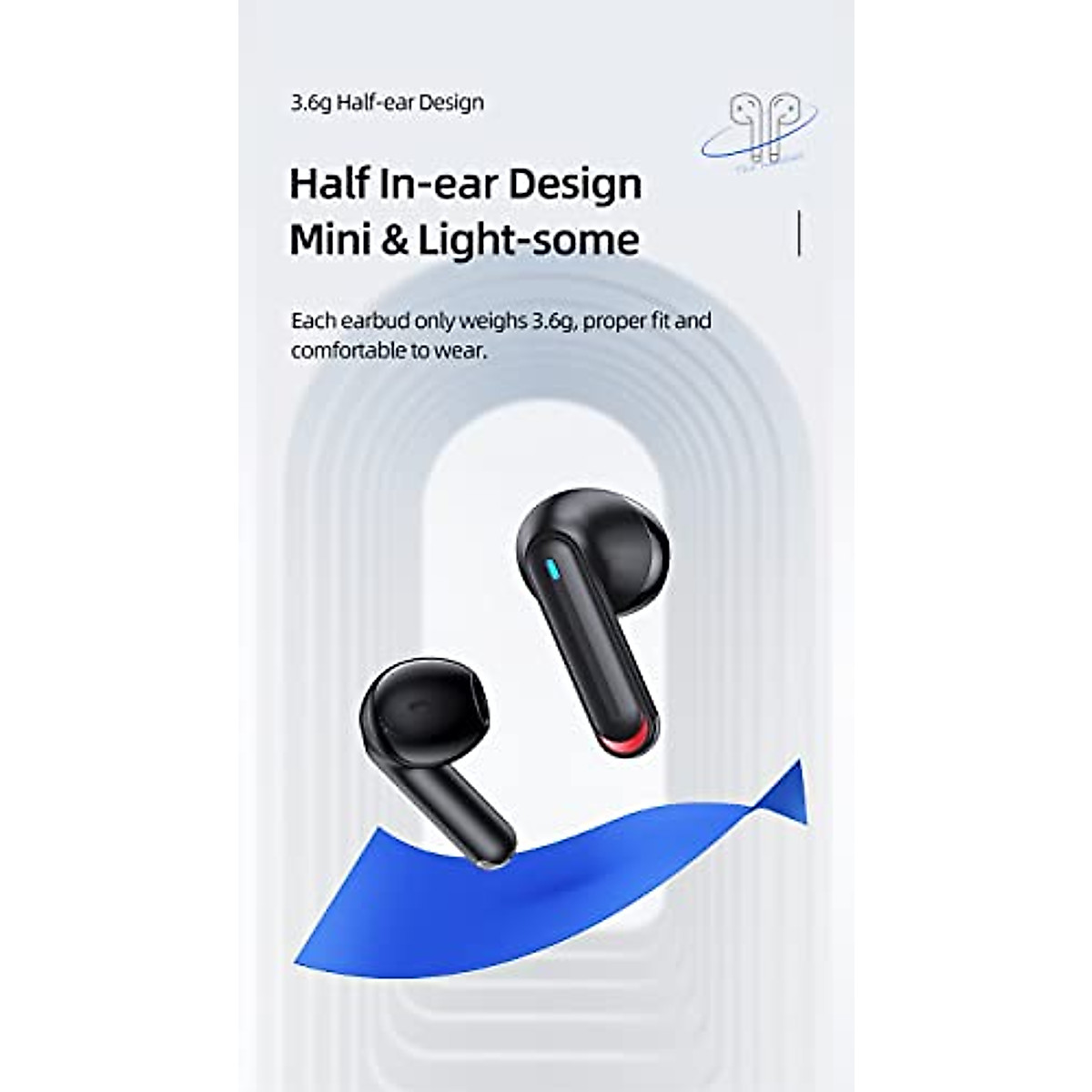 Wireless Earbuds Bluetooth 5.2Chip Bluetooth Earphones Earbud Noise Cancellation Sports Headphones with Charging Case Bluetooth Headphone Earbuds Gaming Ear Pods for Running 28hrs of Play Time (Black)