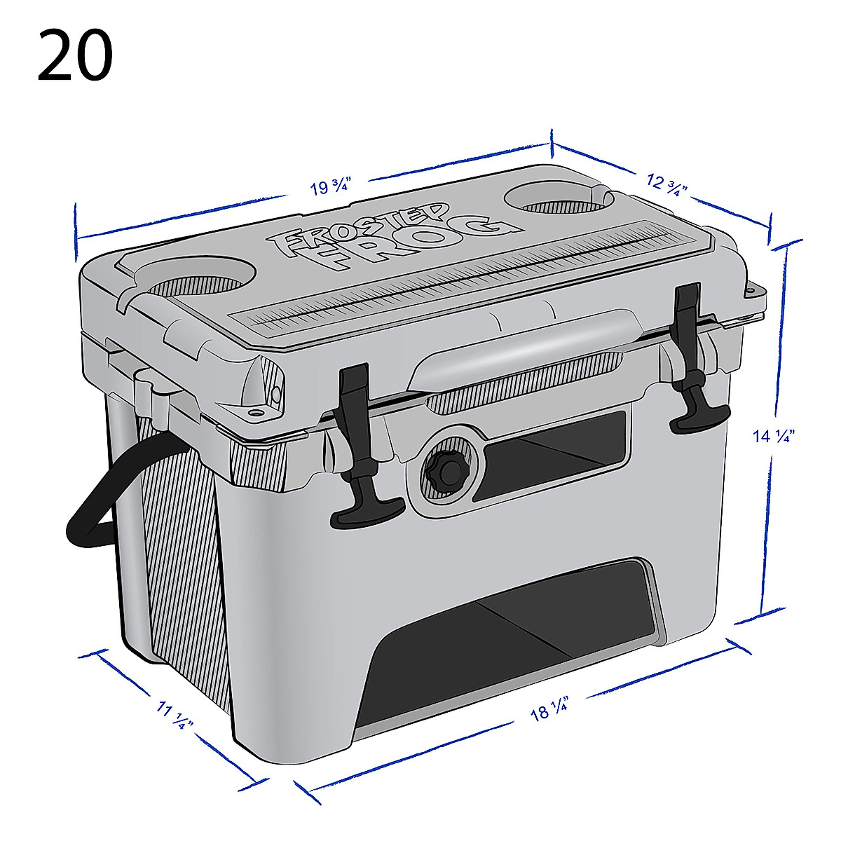 Frosted Frog Green Camo 20 Quart Ice Chest Heavy Duty High Performance Roto-Molded Commercial Grade Insulated Cooler