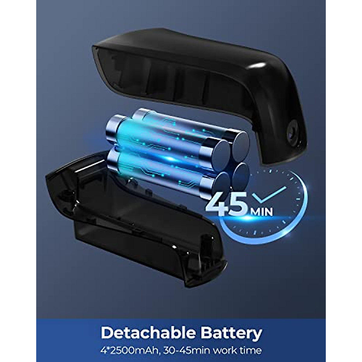 VAKERR Handheld Vacuum Cordless Cleaner, 15KPA Strong Suction Car Vacuum with LED, 2H Fast Charge with 45 Mins Runtime, 2 Modes Rechargeable Detachable Battery, 1L Dust Cup for Home Pet &Car Cleaning