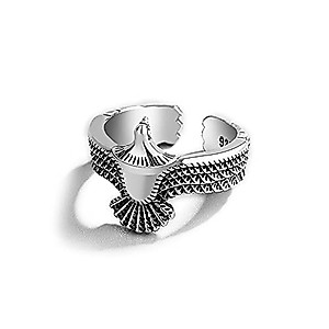 Izpack Vintage Eagle Stackable Ring for Women Cool Bird Chunky Wide Open Adjustable Statement Finger Band Silver Plated Knuckle Joints Rings Fashion Jewelry Christmas Gifts
