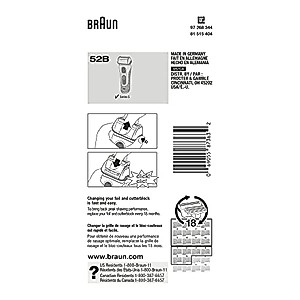 Braun Series 5 Electric Shaver Replacement Head - 52B - Compatible with Electric Razors 5090/5190cc, 5040/5140s, 5030s, 5147s, 5145s, 5195cc, 5197cc