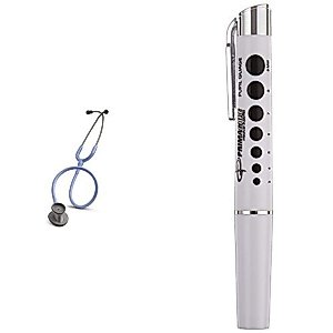 3M Littmann Lightweight II S.E. Stethoscope, Ceil Blue Tube, 28 inch, 2454 and Primacare DL-9325 Reusable LED Penlight with Pupil Gauge bundle