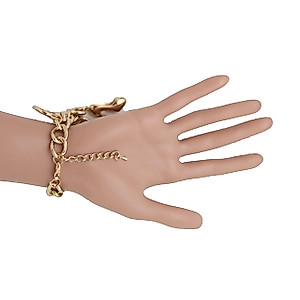 TrendyFashionJewelry Women Gold Queen Crown Bracelet - Metal Chain Fashion Lipstick Perfume Infinity Shoe Charm