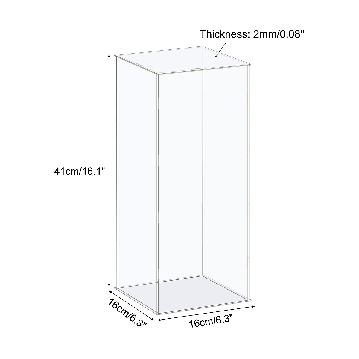 MECCANIXITY Acrylic Display Case Box Clear Dustproof Protection Showcase 6.3x6.3x16.1 Inch for Collectibles Display