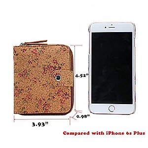 boshiho Vegan Cork Wallet, Women’s Purse Slim Zipper Design with Card Holder Coin Pocket Purse Eco-friendly Vegan Gift (Cork)
